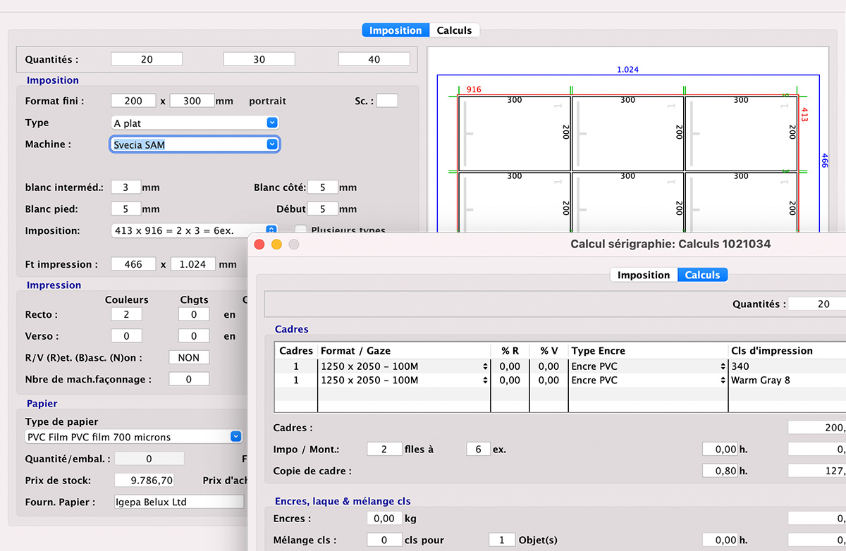 Calcul de la sérigraphie | Dataline