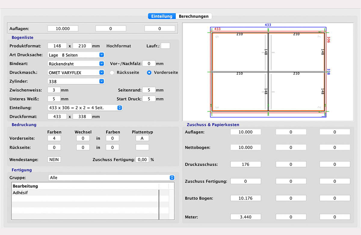 Kalkulation für den Coldset-Rollenoffsetdruck | Dataline