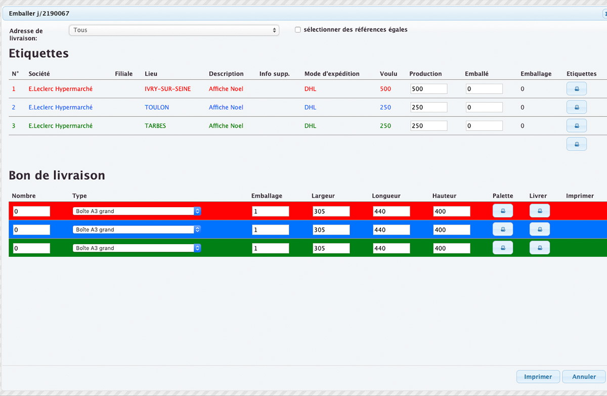 Étiquettes, liste de colisage et bons de livraison | Dataline