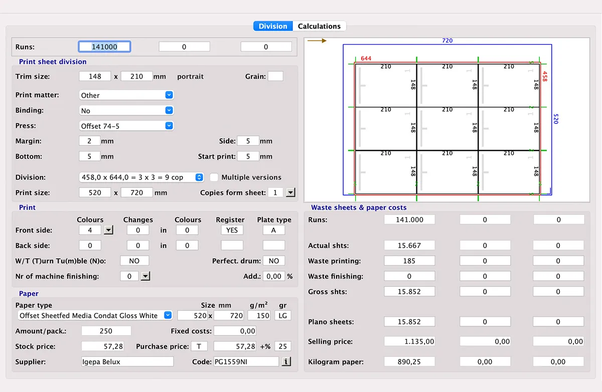 Sheet Offset Print Calculation Sheet Offset Print Calculation
